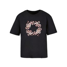 F4NT4STIC T-Shirt 'Rosa Fr&uuml;hlings Blukranz Dekor' Damen Gr&ouml;&szlig;e S pink / schwarz