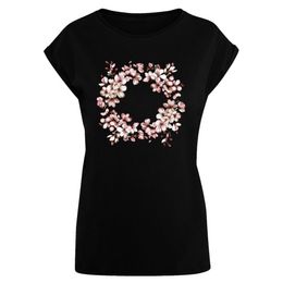F4NT4STIC T-Shirt 'Rosa Fr&uuml;hlings Blukranz Dekor' Damen Gr&ouml;&szlig;e L rosa / schwarz