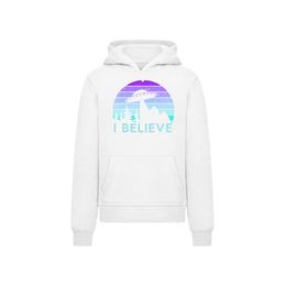 F4NT4STIC Sweatshirt 'I BELIEVE UFO Alien Raumschiff Retro' M&auml;dchen Gr&ouml;&szlig;e 158/164 hellblau / lila / wei&szlig;