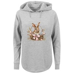 F4NT4STIC Sweatshirt 'Osterhasen Korb Dekor' Damen Gr&ouml;&szlig;e XL schoko / hellgrau / graumeliert / hellpink