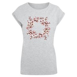 F4NT4STIC T-Shirt 'Rosa Fr&uuml;hlings Blukranz Dekor' Damen Gr&ouml;&szlig;e XXXL hellgrau / mischfarben