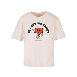 F4NT4STIC T-Shirt 'In Love We Trust Valentinstag' Damen Gr&ouml;&szlig;e XS rosa / rot / schwarz / wei&szlig;