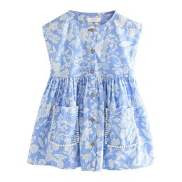 next Geknöpftes Kleid Mädchen Größe 122 himmelblau / weiß