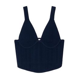 Bershka Stricktop Damen Gr&ouml;&szlig;e XS dunkelblau