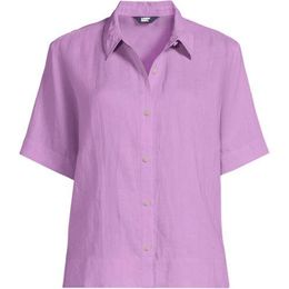 LANDS' END Kurzarm-Leinenhemd, Damen,  Lila, Leinen, by Lands' End