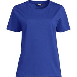 LANDS' END Supima T-Shirt mit Rundhalsausschnitt, Damen,  Blau, Baumwolle, by Lands' End