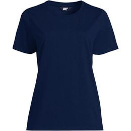 LANDS' END Supima T-Shirt mit Rundhalsausschnitt, Damen,  Blau, Baumwolle, by Lands' End