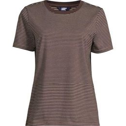 LANDS' END Supima T-Shirt mit Rundhalsausschnitt, Damen,  Braun, Baumwolle, by Lands' End