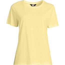 LANDS' END Supima T-Shirt mit Rundhalsausschnitt, Damen,  Gelb, Baumwolle, by Lands' End