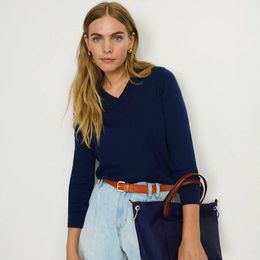 LANDS' END Pullover aus Baumwolle/Seidenmix, Damen,  Blau, Baumwolle/Seide/Nylon, by Lands' End