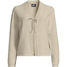 LANDS' END Cardigan aus Leinenmix zum Binden, Damen,  Wei&szlig;, Baumwolle/Leinen, by Lands' End