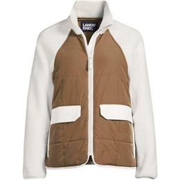 LANDS' END Steppjacke mit Teddy-Ärmeln, Damen,  Weiß, Polyester, by Lands' End