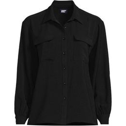 LANDS' END Utility-Bluse Knitterfrei, Damen,  Schwarz, Polyester, by Lands' End