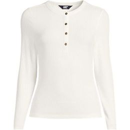 LANDS' END Henley-Shirt mit langen &Auml;rmeln, Damen,  Wei&szlig;, Viskose, by Lands' End