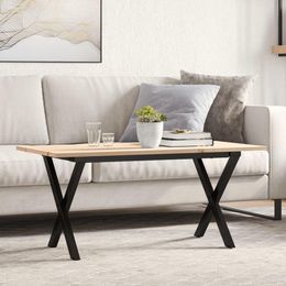 Couchtisch X-Gestell 100x50x45 cm Massivholz Kiefer & Stahl