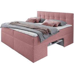Boxbett Places of Style, rosa, B:142cm L:210cm, Komplettbetten, Nische im Bettkasten für zusätzlichen Stauraum
