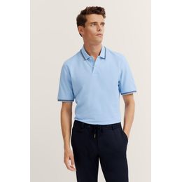 Poloshirt Bugatti, Herren, Gr. XL, blau (320, hellblau), 100% Baumwolle, unifarben, normal, ohne Ausschnitt, Rippb&uuml;ndchen, Shirts, mit Kontraststreifen und Bruststickerei
