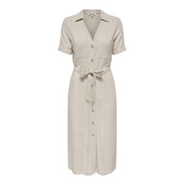 Only ONLSIESTA SS LIN BL SHIRT DRESS PNT NOOS Mittellanges Kleid beige in S 15347210 Moonbeam