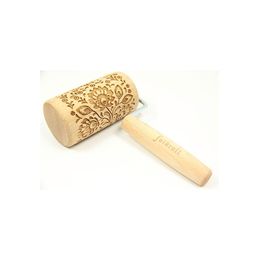 Folkroll Mini-Teigroller "Folk floral" in Natur - 12% | Kuechenhelfer