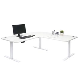Eck-Schreibtisch MCW-D40, B&uuml;rotisch Computertisch elektrisch h&ouml;henverstellbar 178x178cm 84kg MVG ~ wei&szlig;, wei&szlig;