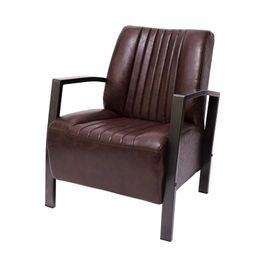 Sessel MCW-H10, Loungesessel Polstersessel Relaxsessel, Metall Industriedesign, MVG-zertifiziert ~ vintage braun