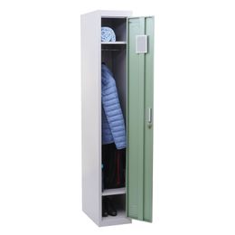 MCW Spind Preston T163, Garderobenschrank Kleiderspind Umkleideschrank, Metall 180x30x50cm nach ASR A4.1 ~ mint-gr&uuml;n