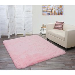 Teppich MCW-F69, Shaggy L&auml;ufer Hochflor Langflor, Stoff/Textil flauschig weich 230x160cm ~ rosa