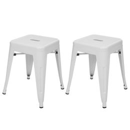 2er-Set Hocker MCW-A73, Metallhocker Sitzhocker, Metall Industriedesign stapelbar ~ wei&szlig;