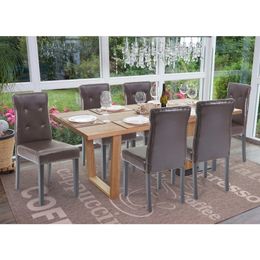 6er-Set Esszimmerstuhl MCW-E58, Stuhl Essst&uuml;hle ~ Kunstleder braun, dunkle Beine