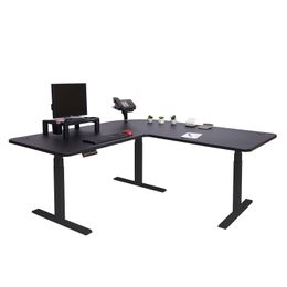 Eck-Schreibtisch MCW-D40, B&uuml;rotisch Computertisch elektrisch h&ouml;henverstellbar 178x178cm 84kg MVG ~ schwarz, schwarz