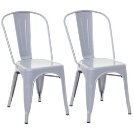 2er-Set Stuhl MCW-A73, Bistrostuhl Stapelstuhl, Metall Industriedesign stapelbar ~ grau