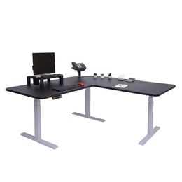 Eck-Schreibtisch MCW-D40, B&uuml;rotisch Computertisch elektrisch h&ouml;henverstellbar 178x178cm 84kg MVG ~ schwarz, grau