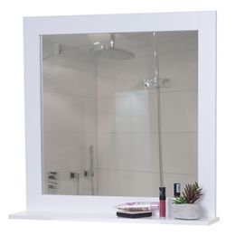 Wandspiegel MCW-F75, Badezimmer Badspiegel Spiegel, Ablagefl&auml;che Landhaus 58x59x12cm wei&szlig;