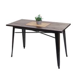Esszimmertisch MCW-H10a, Tisch Bistrotisch, Metall Ulme Holz Industrial Gastronomie MVG schwarz-braun 120x60cm