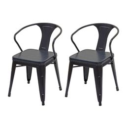 2er-Set Esszimmerstuhl MCW-H10d, Stuhl K&uuml;chenstuhl, Chesterfield Metall Kunstleder Industrial Gastronomie ~ schwarz-grau