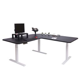 Eck-Schreibtisch MCW-D40, B&uuml;rotisch Computertisch elektrisch h&ouml;henverstellbar 178x178cm 84kg MVG ~ schwarz, wei&szlig;