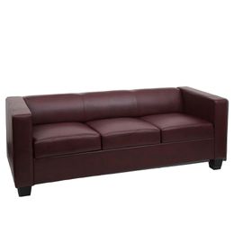MCW 3er Sofa Lille ~ Kunstleder, rot-braun
