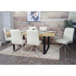 6er-Set Esszimmerstuhl MCW-H70, K&uuml;chenstuhl Lehnstuhl Stuhl, Stoff/Textil Edelstahl geb&uuml;rstet