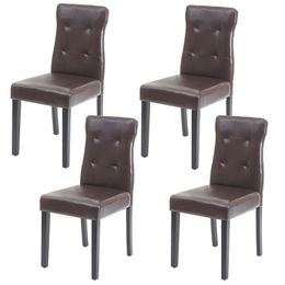 4er-Set Esszimmerstuhl MCW-E58, Stuhl Essst&uuml;hle, MVG-zertifiziert ~ Kunstleder braun, dunkle Beine