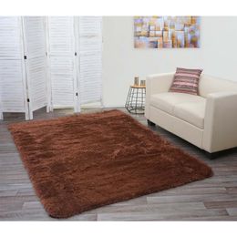Teppich MCW-F69, Shaggy L&auml;ufer Hochflor Langflor, Stoff/Textil flauschig weich 230x160cm ~ dunkelbraun