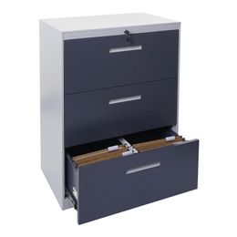 H&auml;ngeregisterschrank MCW-A10, Aktenschrank B&uuml;roschrank Stahlschrank, A4 abschlie&szlig;bar ~ 103x76x46cm grau-dunkelgrau