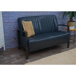 2er Sofa MCW-H10, Couch Zweisitzer, Metall Kunstleder Industrie-Design ~ vintage grau
