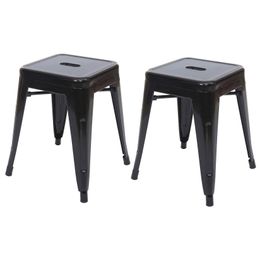 2er-Set Hocker MCW-A73, Metallhocker Sitzhocker, Metall Industriedesign stapelbar ~ schwarz