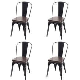 4er-Set Esszimmerstuhl MCW-H10e, K&uuml;chenstuhl Stuhl, Chesterfield Metall Kunstleder Industrial Gastronomie ~ schwarz-braun