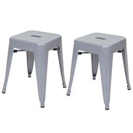 2er-Set Hocker MCW-A73, Metallhocker Sitzhocker, Metall Industriedesign stapelbar ~ grau