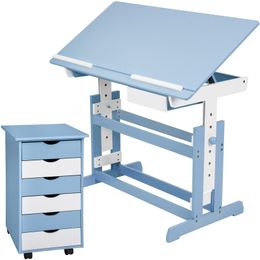 TecTake&reg; Schreibtisch, und Rollcontainer mit 6 Schubladen, Tischplatte neigbar und 7-fach h&ouml;henverstellbar, 63 bis 94 cm, pflegeleicht