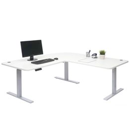 Eck-Schreibtisch MCW-D40, B&uuml;rotisch Computertisch elektrisch h&ouml;henverstellbar 178x178cm 84kg MVG ~ wei&szlig;, grau