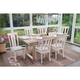 6er-Set Esszimmerstuhl MCW-G46, K&uuml;chenstuhl Stuhl, Stoff/Textil Massiv-Holz ~ helles Gestell, grau