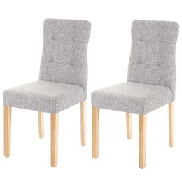 2er-Set Esszimmerstuhl MCW-E58, Stuhl Essst&uuml;hle ~ Stoff/Textil grau, helle Beine