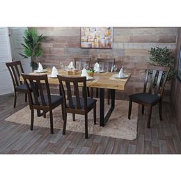 6er-Set Esszimmerstuhl MCW-G46, K&uuml;chenstuhl Stuhl, Stoff/Textil Massiv-Holz ~ dunkles Gestell, dunkelgrau